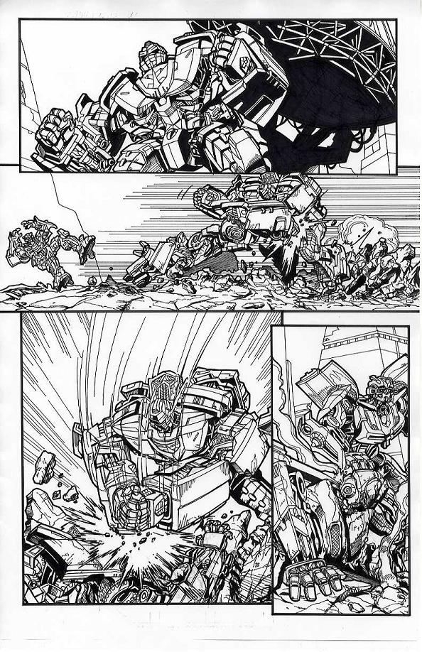 Original comic art pages,with Prime, IRONHIDE,OVERLOAD,DROPSHOT ...